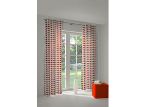 4004567284770 - Vorhang ADAM Vorhang Circles aus 100 % Bio-Baumwolle Ösen (1 St) Gr 1 orange (natur orange hellgrau) B145cm H145cm Jacquard Baumwolle (Bio-Baumwolle) Gardinen Blickdichter Vorhang Circles aus Bio-Baumwolle Made in Germany
