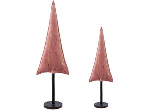 4064118993445 - Dekobaum CREATIV DECO Weihnachtsdeko Dekofiguren Gr B H 1300 cm x 4000 cm rosa Dekoweihnachtsbäume aus Samtstoff mit Applikationen in 2 Größen 30x9 cm 40x13 cm