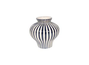 9010585592914 - Vase  Weiß Dunkelblau  Keramik  rund  21 cm  zum Stellen auch für frische Blumen geeignet  Dekoration Vasen Keramikvasen
