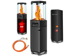 4255598301688 - KESSER® Heizstrahler Gas Terrassenheizstrahler Gasheizungen Gasheizstrahler Gasheizer inkl Schutzhülle Outdoor-Heizung Mobiler Heizpilz Flammenheizer Pyramide Terrassenheizer  mit Bodenrollen