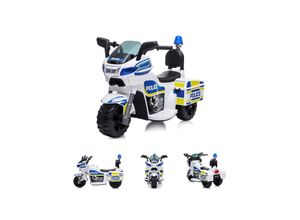 3800931046507 - Kinder Elektromotorrad Police 3 Räder Scheinwerfer Musikfunktion weiß