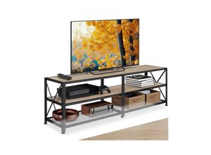 4061173210807 - tectake® TV-Regal Industrial Style 3 offene Etagen seitliche X-Streben 161 x 415 x 505 cm