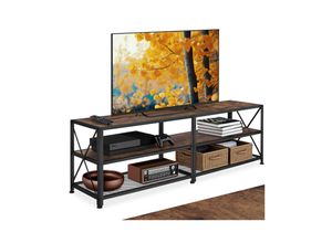 4061173210791 - tectake® TV-Regal Industrial Style 3 offene Etagen seitliche X-Streben 161 x 415 x 505 cm