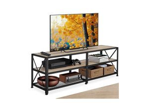 4061173210784 - tectake® TV-Regal Industrial Style 3 offene Etagen seitliche X-Streben 141 x 415 x 505 cm