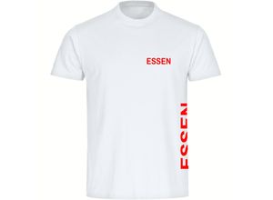 4068859563073 - multifanshop Herren T-Shirt - Essen - Brust & Seite - Druck rot - Männer