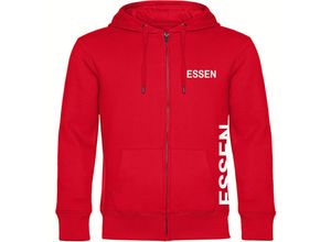 4068859562311 - multifanshop Kapuzen Sweatshirt Jacke - Essen - Brust & Seite - Druck weiß - Sweat