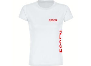 4068859562861 - multifanshop Damen T-Shirt - Essen - Brust & Seite - Druck rot - Frauen