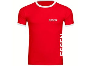 4068859562267 - multifanshop Kontrast T-Shirt - Essen - Brust & Seite - Druck weiß - Männer