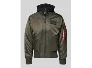 4059146333271 - Bomberjacke mit Kapuze und Label-Stitching