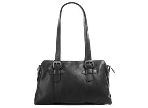 8718749034799 - Henkeltasche SPIKES & SPARROW Damen Gr B H T 31cm x 19cm x 10cm onesize schwarz Leder beschichtet glänzend Taschen echt Leder