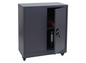 4057651768984 - Aktenschrank MCW-O50 Büroschrank Stahlschrank mit Rollen 2 Türen abschließbar Stahl 98x80x40cm ~ dunkelgrau