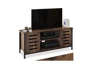 4061173242938 - tectake® TV-Board Industrial Style offenes Fach 2 Staufächer mit Magnettüren verstellbarer Einlegeboden 2 Kabelaussparungen 110 x 415 x 505 cm