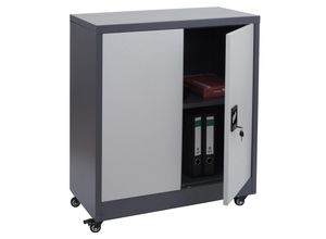 4057651769028 - Aktenschrank MCW-O50 Büroschrank Stahlschrank mit Rollen 2 Türen abschließbar Stahl 98x80x40cm ~ dunkelgrau hellgrau