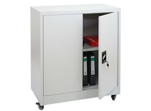 4057651769004 - Aktenschrank MCW-O50 Büroschrank Stahlschrank mit Rollen 2 Türen abschließbar Stahl 98x80x40cm ~ hellgrau