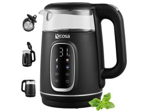 4260677794695 - Ecosa Glas Wasserkocher m Temperatureinstellung Farb-Touchdisplay 17L 2200W Schwarz