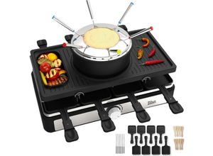 8682744810095 - 3in1 Raclette Grill für 8 Personen mit Fondue Set 1400W