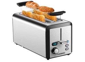 4260677792943 - Steinborg Langschlitz Toaster Digitales Display m Brötchenaufsatz 1500W