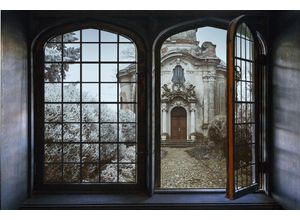 4049009218296 - Wandsticker QUEENCE Kleine Kapelle bunt B60cm H40cm Vinyl Wandtattoos Wandsticker Wandbild selbstklebend 3D Fenster