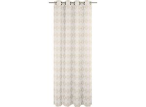 4004567210007 - Vorhang ADAM Vorhang Romantic Puligny aus 100 % Bio-Baumwolle Ösen (1 St) Gr 1 beige (naturweiß) B145cm H145cm Jacquard Baumwolle (Bio-Baumwolle) Gardinen Vorhang Romantic Puligny aus 100% Bio-Baumwolle Ösen (1 St)