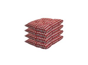 4260620083500 - NYVI Stuhlkissen Genua 38x38 cm 4er Pack Sitzkissen mit Steppung FarbeKaro-Rot