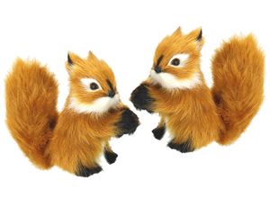 4019844816612 - Dekofigur IGEA Tierfigur mini Eichhörnchen braun B5cm H10cm Polyester Dekofiguren 2er Set aus Kunstfell Statue Ornamente Pelz Plüschtier Waldtier