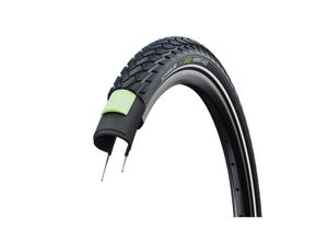 4026495916646 - Green Marathon Fahrradreifen 28 Zoll Citybike Trekkingbike Drahtreifen Reflexstreifen Straßenprofil 1 Reifen 20 x 175 schwarz mit Reflex und Pannenschutz