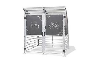 3234640061818 - Fahrrad-Unterstand Mottez für 6 Fahrräder oder 3 Fahrräder + 2 Motorräder Sicherheitstür mit Zahlenschloss B 800 x T 3130 x H 1900 mm anthrazit