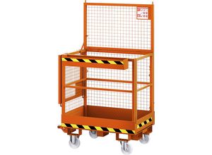 4251305439385 - Arbeitsbühne Duo für Stapler Aufnahme breite schmale Seite mit Rollen reinorange kaiserkraft