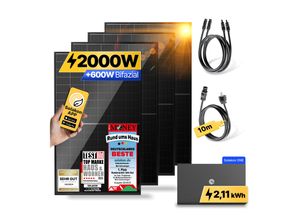 4262399773125 - Balkonkraftwerk 2000W 800W Mini Solaranlage mit Solakon ONE Speicher Steckerfertig inkl WIFI Komplettset Photovoltaik Anlage 800W Kabellänge 10m