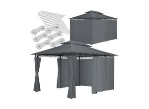 4061173043634 - tectake® Gartenpavillon 4 x 3 m Doppeldachsystem inklusive Spannseilen und Heringen