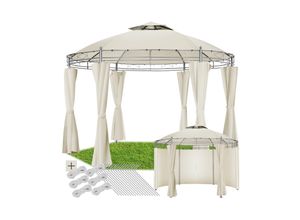4061173043603 - tectake® Gartenpavillon Ø 35 m Doppeldachsystem inklusive Spannseilen und Heringen