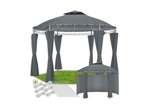 4061173043597 - tectake® Gartenpavillon Ø 35 m Doppeldachsystem inklusive Spannseilen und Heringen
