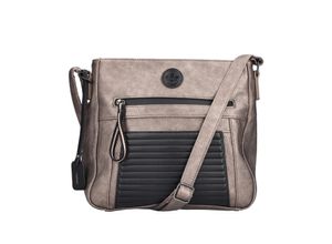 4061811897605 - Umhängetasche RIEKER Damen Gr B H T 30cm x 29cm x 12cm taupe schwarz Lederimitat Antik-Look Taschen Schultertasche Damen-Handtasche mit praktischen Fächern