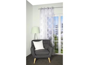 4056751486514 - Gardine HOME WOHNIDEEN BRENNON Gr 1 weiß (wollweiß) B140cm H245cm Ausbrenner Polyester Viskose Gardinen DEKO AUSBRENNER ÖSEN