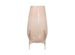 4063074535973 - Dekovase KAYOOM Glasvase Crea 125 rosa braun B23cm Vasen Mundgeblasene Glasvase handgefertigt mit Metallständer