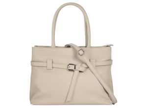 4262427393226 - Henkeltasche CLUTY Damen Gr B H T 33cm x 23cm x 15cm onesize beige Leder leicht glänzend unifarben Taschen echt Leder Made in Italy
