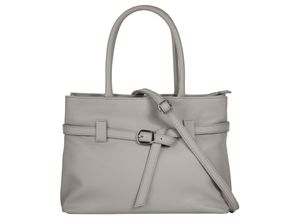 4262427393240 - Henkeltasche CLUTY Damen Gr B H T 33cm x 23cm x 15cm onesize grau Leder leicht glänzend unifarben Taschen echt Leder Made in Italy