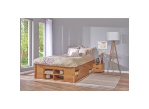 4010340972178 - Funktionsbett Till 140x200 cm Kiefer Massivholz braun lackiert inkl Lattenrost