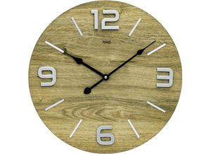 4037445161801 - Wanduhr AMS bunt (eichefarben) Wanduhren Ø 40cm Quarzuhr Holz Wohnzimmer Esszimmer Küche Arbeitszimmer Büro