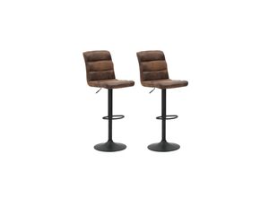 4251942239966 - Barhocker PHIL 2-er Set Bezug braun Gestell Metall schwarz