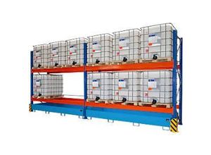 4052462074613 - Umwelt-Grundregal 3300-2 Palettenregal B 3500 x T 1300 x H 3000 mm für max 6 IBC Auffangwanne 1000 l lichtblau verkehrsblau reinorange