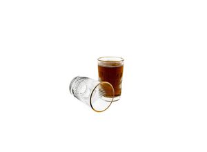 4255829518328 - Gläser-Set mit Riffle-Design 12 teilige Wassergläser mit Goldumrandung