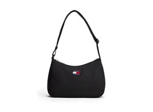 8721222629917 - Schultertasche TOMMY JEANS TJW ESS DAILY SHOULDER BAG Damen Gr B H T 25cm x 18cm x 8cm schwarz Textil Taschen Damen Tragetasche mit logobedrucktem Riemen