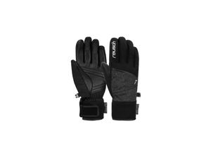 4060485347263 - Skihandschuhe REUSCH Tessa STORMBLOXX™ Damen Gr 65 grau (grau schwarz) 65% Polyester 30% Ziegenleder 5% Elasthan mehrfarbig Handschuhe aus wasserdichtem und atmungsaktivem Material