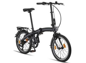 4260647782035 - Licorne Bike Phoenix 2D 20 Zoll Aluminium-Faltrad-Klapprad Scheibenbremse Discbremse V-Bremse Faltfahrrad-Herren-Damen 7 Gang Kettenschaltung - Folding City Bike Alu-Rahmen StVZO Vorderlampe Hinterlampe FarbeSchwarz StilV-Bremse