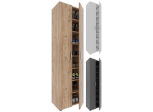 4051814420375 - XXL Holz Großer Schuhschrank Schuhkommode Schuhregal Stiefel Groß Ulas 8 Fächer (Farbe Honig-Eiche)