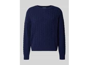 4069469575302 - Strickpullover mit Zopfmuster und Label-Stitching