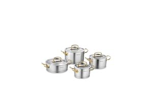 8691607011487 - Korkmaz Proline Topfset mit Glasdeckel - 8-teilig - Edelstahl 18 10