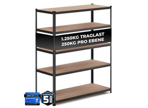4262453160038 - ALL Premium Schwerlastregal 180x150x60cm Schwarz – Bis 1250 kg belastbar höhenverstellbar Stecksystem ideal für Lager Garage & Keller