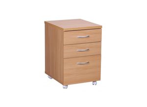 4251745764610 - Moderner Büro Rollcontainer in Buche 60 cm mit 3 Schubladen elegante Aluminiumgriffe praktische Rollen für leichte Beweglichkeit 4251745764610 - Moderner Büro Rollcontainer in Buche 60 cm mit 3 Schubladen elegante Aluminiumgriffe praktische Rollen für leichte Beweglichkeit
